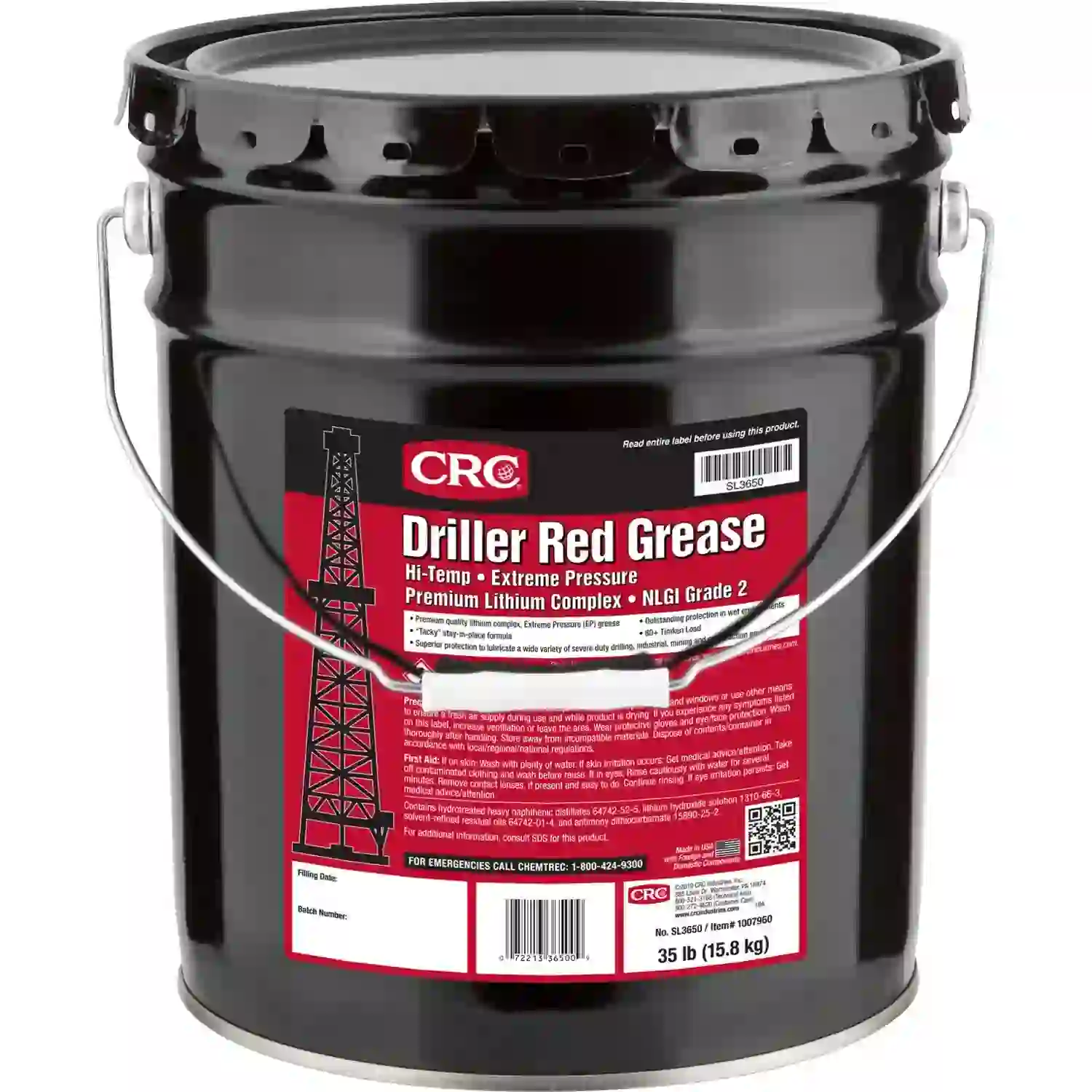 Grasa roja de litio para barrenado altas temperaturas CRC 35lbs - Regisen